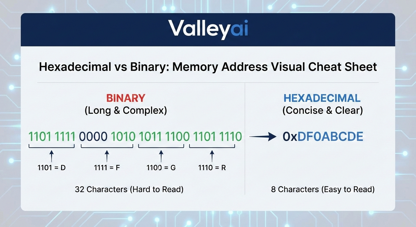 Hexadecimal vs Binary The Developers Visual Cheat Sheet & Workflow ...